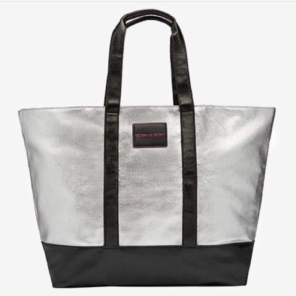 Victoria's Secret | Bags | Nwt Victorias Secret Silver Metallic Tote ...